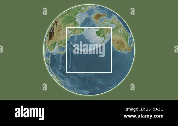 Atka Island. Presentation of the location on a colored elevation map ...