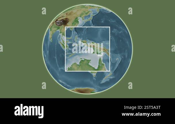 Pulau Aranlau Island. Presentation of the location on a colored ...