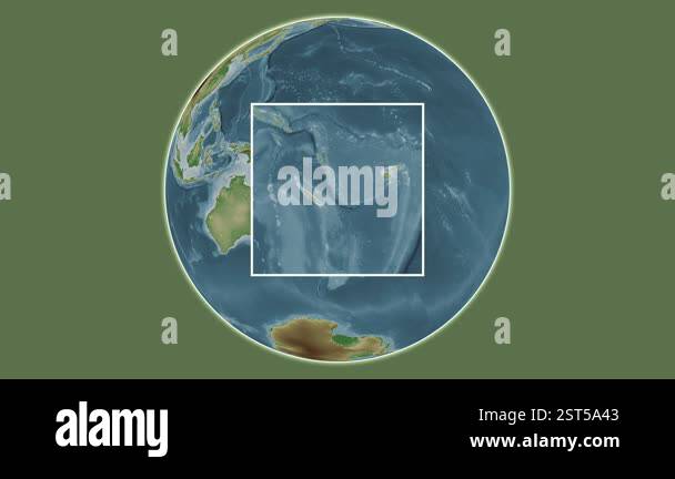 Anatom Island. Presentation of the location on a colored elevation map ...