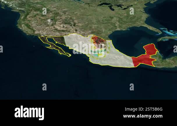 Mexico map animation with Mexico flag highlighted border color, 3d ...