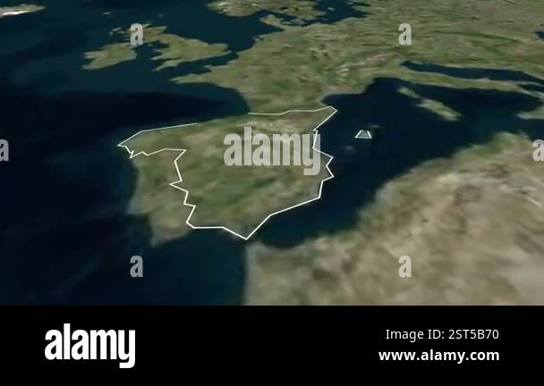 spain map animation with spain flag highlighted border color, 3d ...