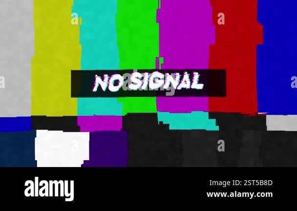 SMPTE color bars with VHS effect with noise background, glitch effect ...