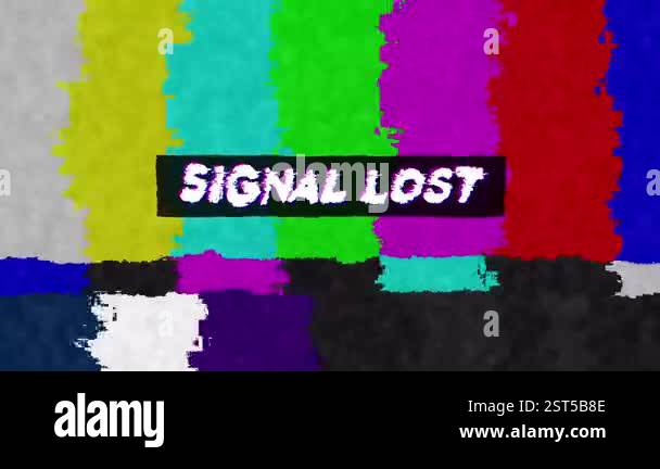 SMPTE color bars with VHS effect with noise background, glitch effect ...