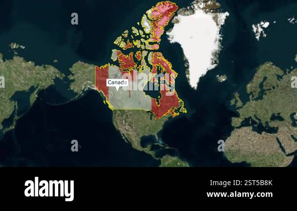 Canada map animation with Canada flag highlighted border color, 3d ...