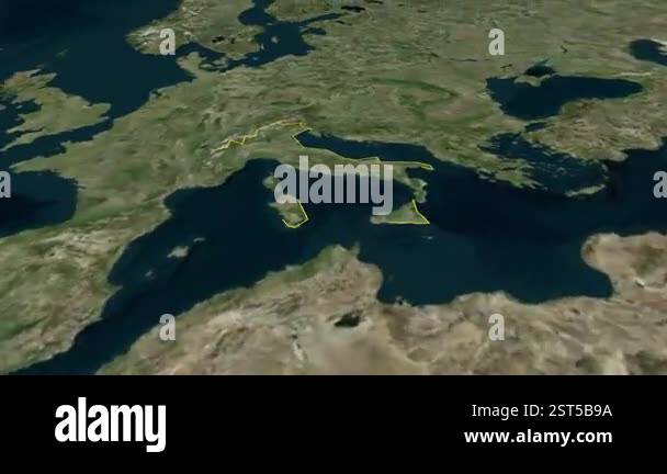 Italy map animation with Italy flag highlighted border color, 3d ...