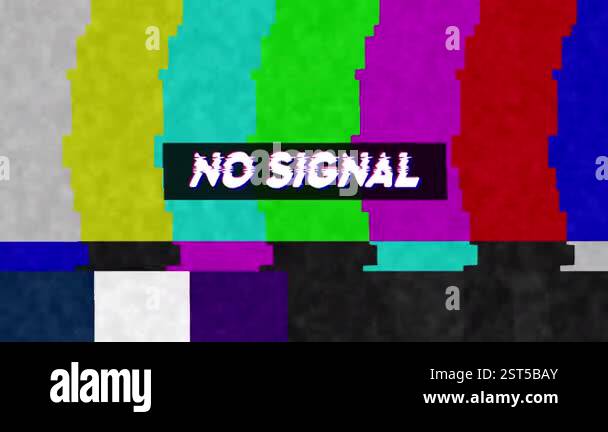 SMPTE color bars with VHS effect with noise background, glitch effect ...