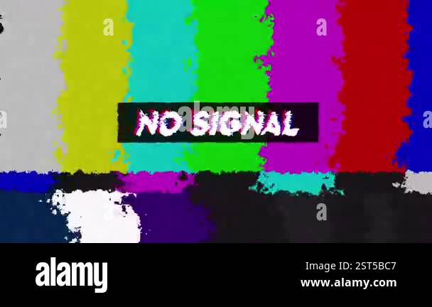 SMPTE color bars with VHS effect with noise background, glitch effect ...