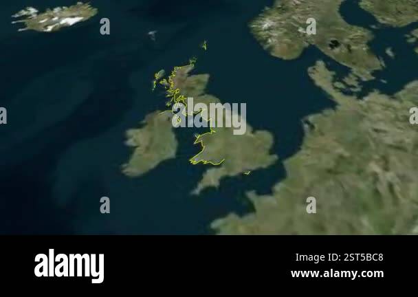 United Kingdom map animation with United Kingdom flag highlighted ...