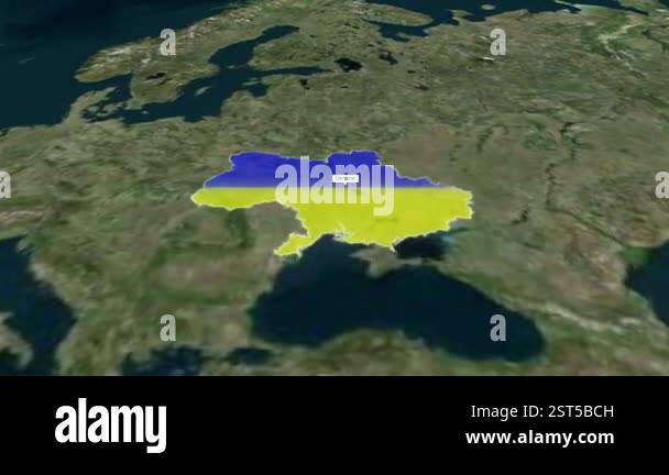ukraine map animation with ukraine flag highlighted border color, 3d ...
