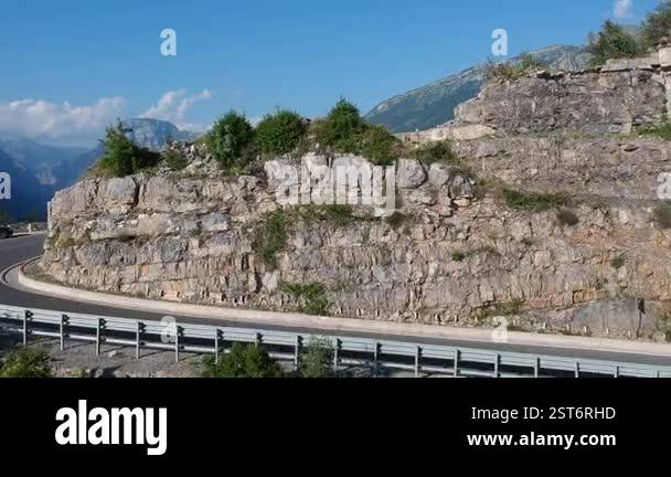 Panorama of epic roads in the north albanian mountains, famous curves ...
