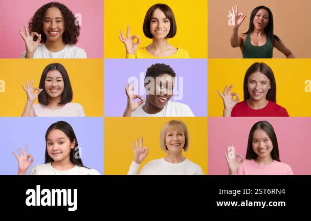 A collection of women from various backgrounds making an okay gesture ...