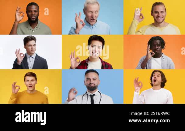 Nine men from varied backgrounds express positivity by making the okay ...