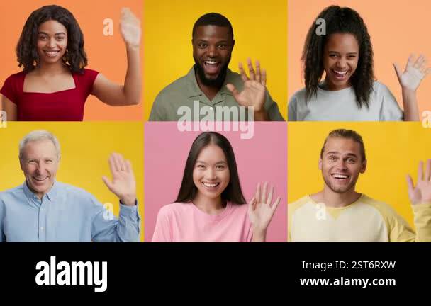 A collection of happy people from various backgrounds smiling and ...