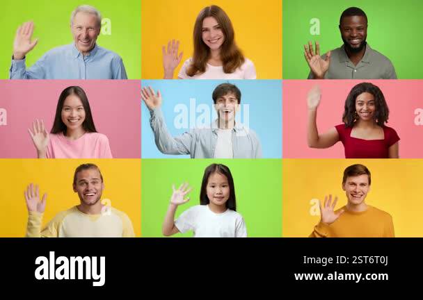 A vibrant collage features multiracial people of various ages joyfully ...