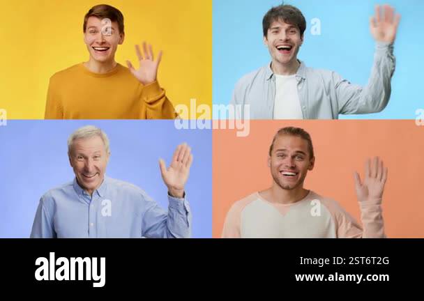 A cheerful and diverse assortment of individuals is captured waving ...