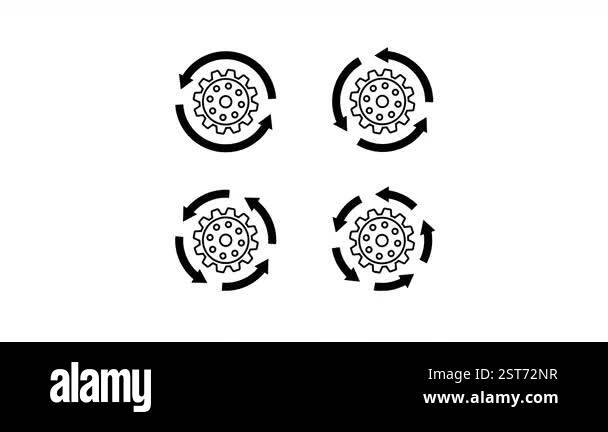 Gear Rotation with Arrows Loop Animation. 4k Video with alpha channel on transparent background ...