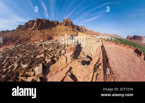 Breathtaking aerial panorama capturing Alula Forts commanding presence ...