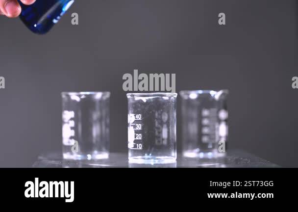 Chemical experiment with colorful solutions. Formulation, cure ...