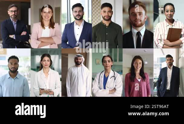 Diverse portraits of multiethnic professional people, men and women ...