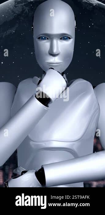 Futuristic robot artificial intelligence huminoid AI programming coding technology development ...