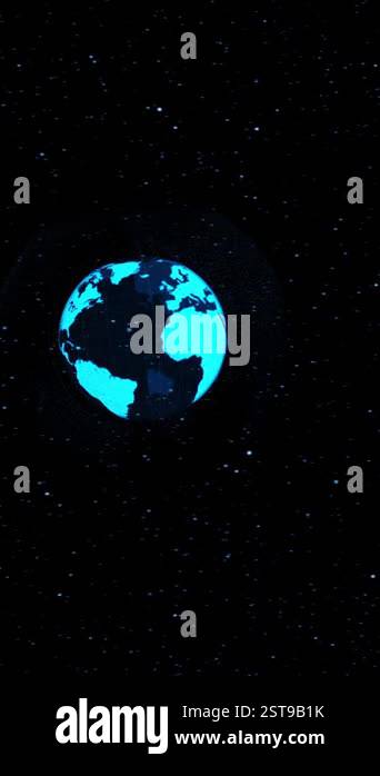 Digital earth 3D orbital rotation in space showing concept of network technology . Hologram of ...