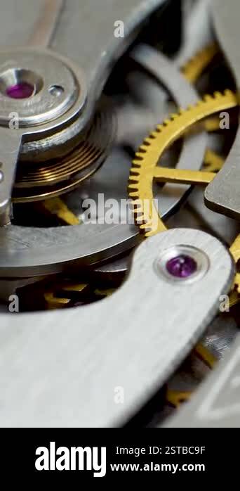 The old clock mechanism in the mechanic watch works. It is a successful ...