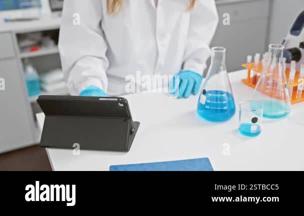 Radiant blonde scientist at the lab, a glimpse into the world of a ...