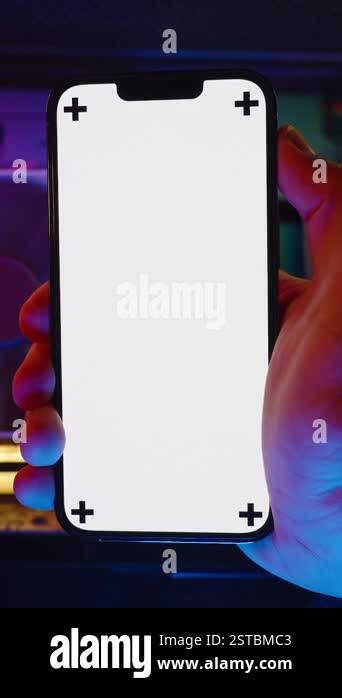 Vertical video. Horizontal Smartphone With White Screen And Markers ...