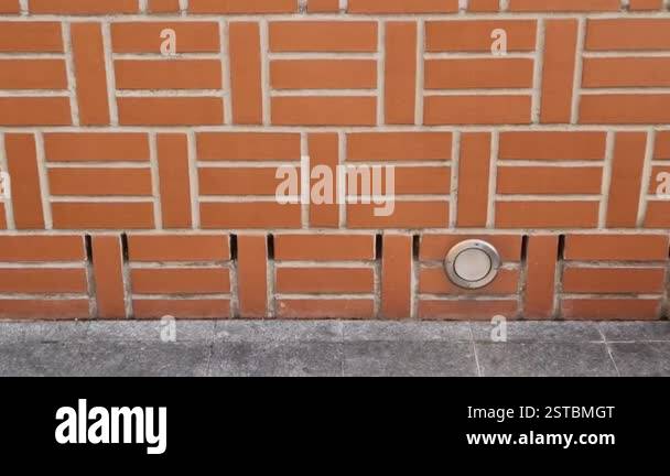 stairs and railings of exposed brick smooth surface. Metal railings and ...