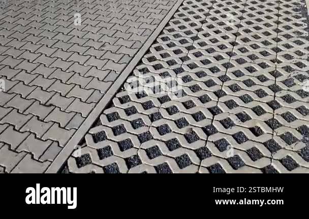 established street in the city, the longitudinal parking lot is made of ...