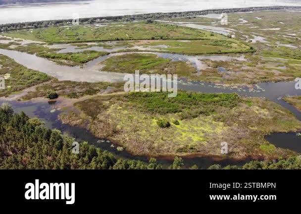Top View of Wetland, High Aerial View of the Waterways and Lagoons ...
