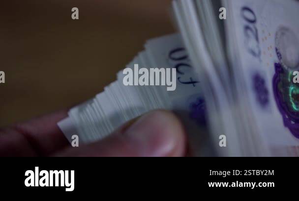 20 British Banknotes Counting in Slow Motion Mode | Hands Counting ...
