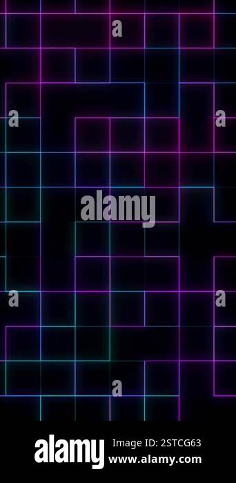 neon digital grid blocks flickering animation background 4k digital ...