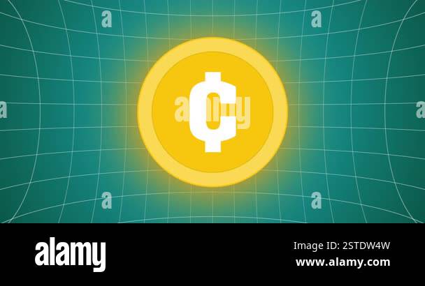 Cent coin animation crypto style on grid background 4K. Success trading ...