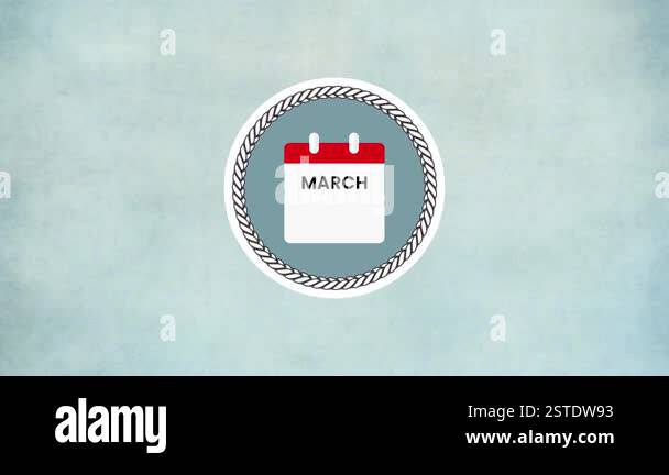 March 9 Calendar Date Showcase Decorative Spinning Animation On Light ...