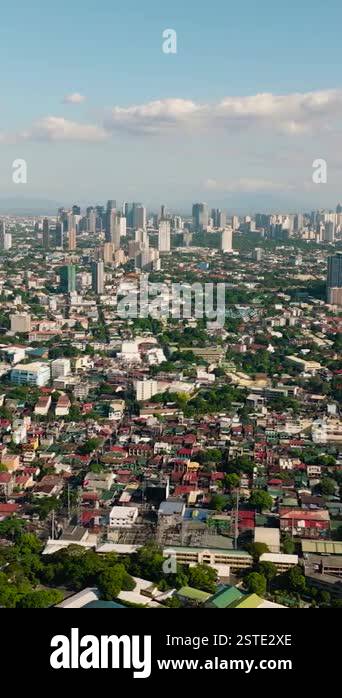 Aerial view of Manila city, the largest metropolis of Asia with ...
