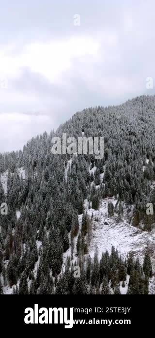 Aerial drone view of a ski lift in Corvara, in South Tyrol, the ...