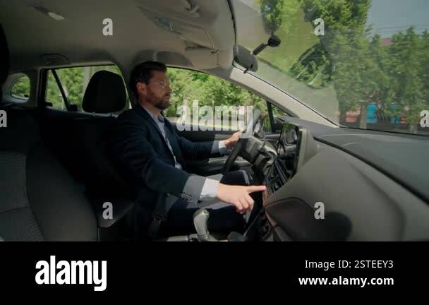 Displeased businessman Caucasian business man car owner driving ...