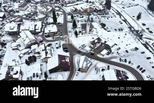 Arabba, Italy - January 8, 2025: Aerial drone view of the Arabba ...