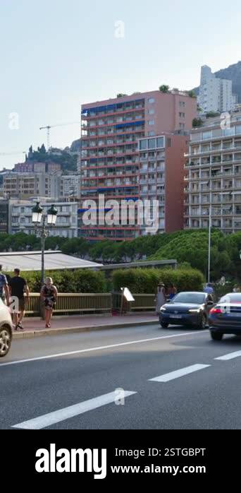 Monaco city, Monaco - September 14, 2024: People and cars moving on the ...