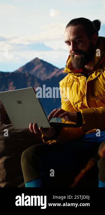 Vertical Video Nature lover workaholic always connected to the internet ...