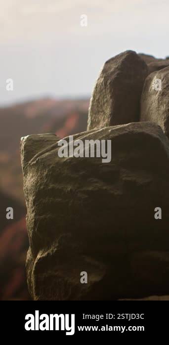 Vertical Video Remote mountain wilderness with rocky cliffs and ...