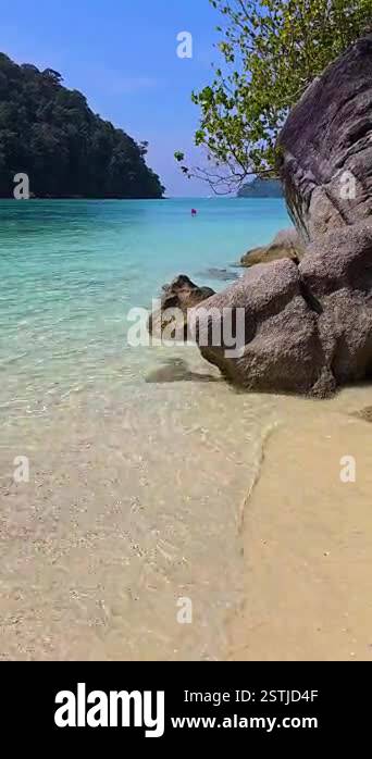 Experience the stunning coastline of Surin Island, Thailand, with its clear turquoise waters ...