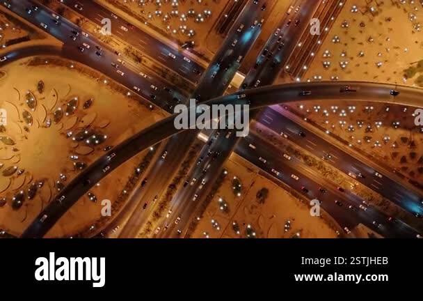 Nighttime Aerial View of Riyad City Lights and Highways. KAFD. An ...