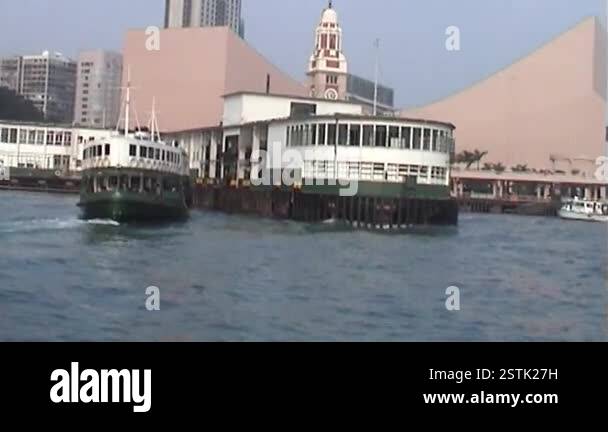 An analog home video captures the iconic Star Ferry Pier in Tsim Sha ...