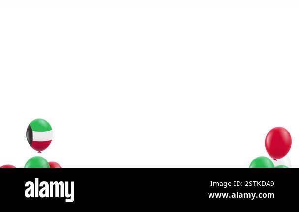 Animation of flying balloons for national holidays of Kuwait. Flag of ...