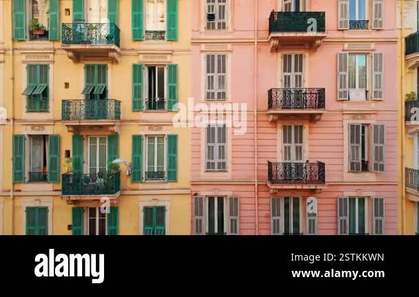 Beautiful facades of historic buildings in the center of Nice, Cote ...