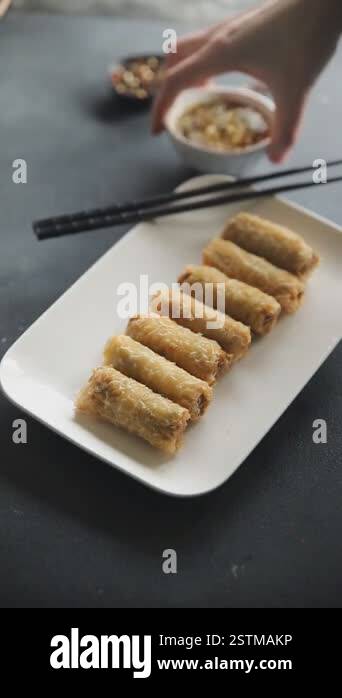Nem rolls with sauce vietnamese rice paper roll delicious gourmet food ...