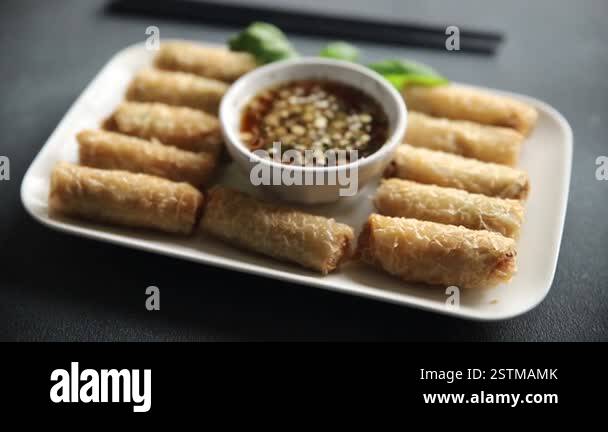 Nem rolls with sauce vietnamese rice paper roll delicious gourmet food ...