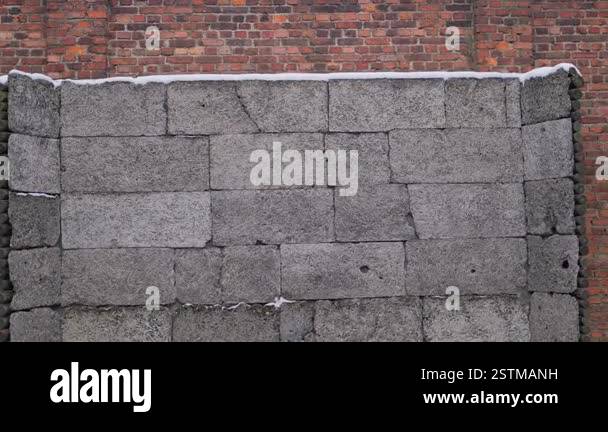 Auschwitz-Birkenau execution wall, a silent memorial to the past Stock ...